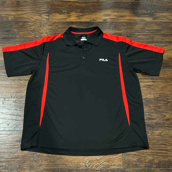 Fila | Shirts | Fila Polo Red Black Xxl | Poshmark